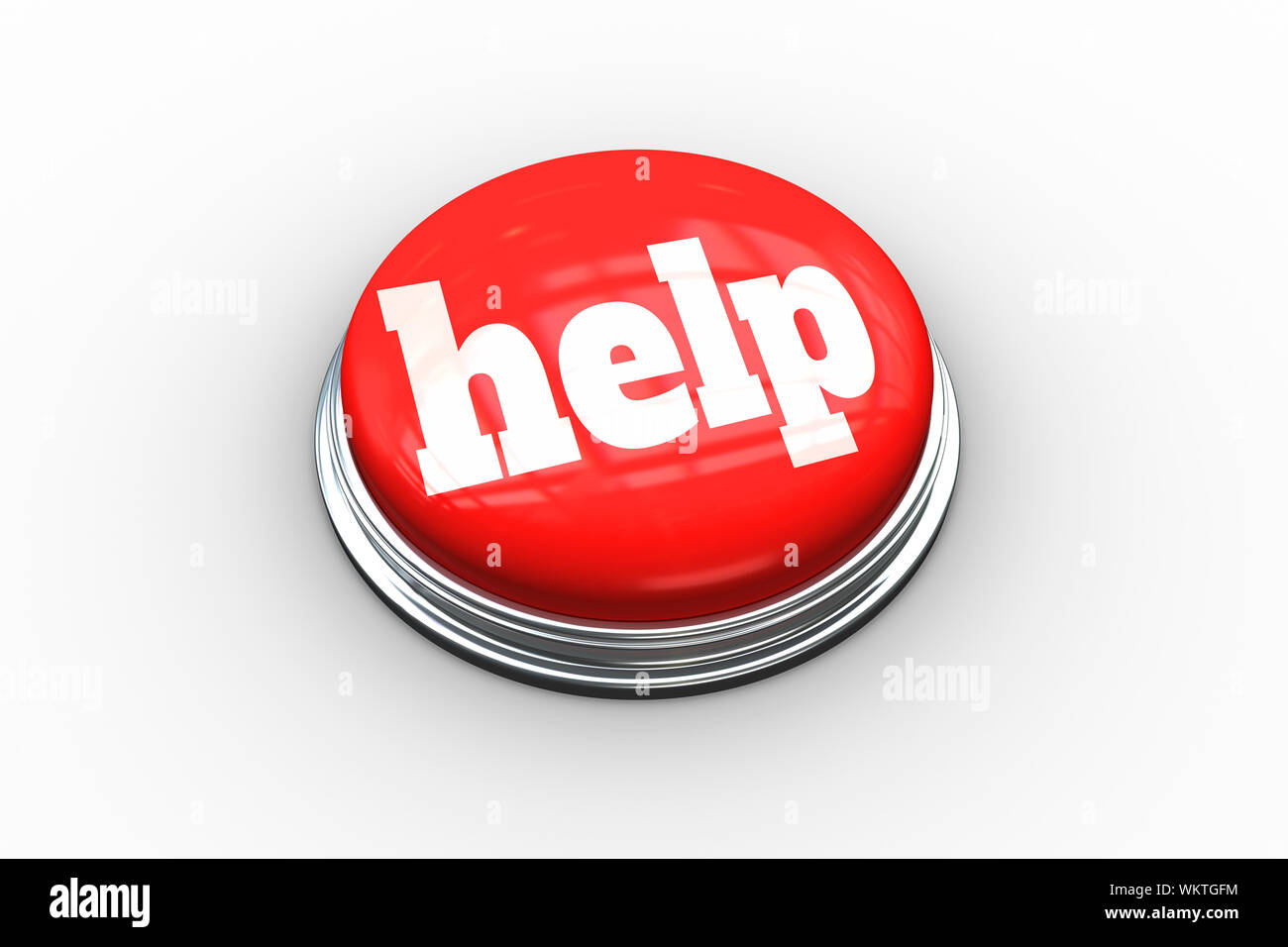 The word help on digitally generated red push button Stock Photo - Alamy