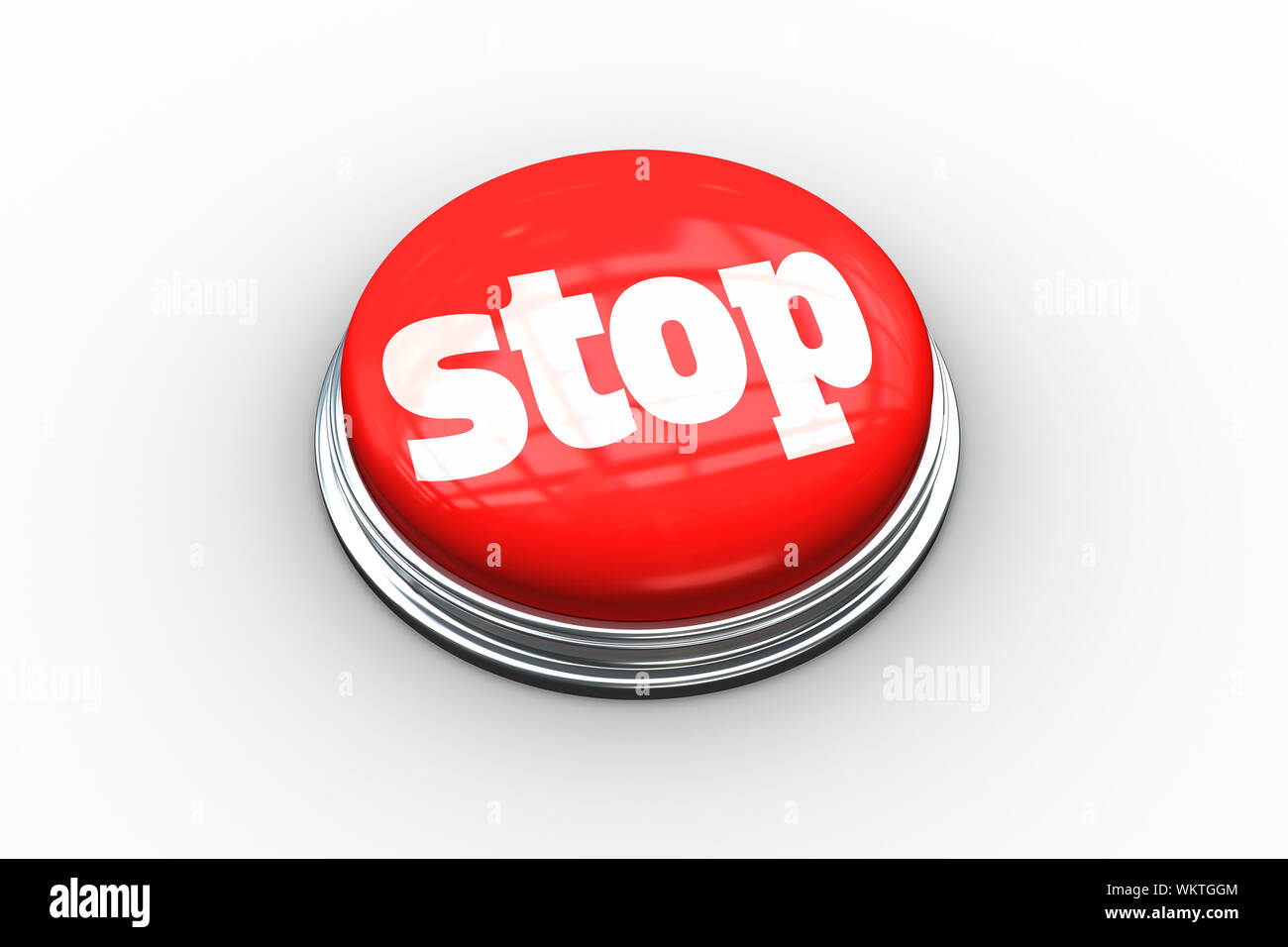 The word stop on digitally generated red push button Stock Photo - Alamy