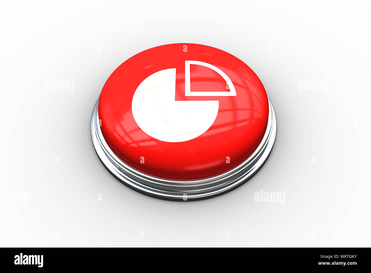 Composite image of pie chart on digitally generated red push button ...