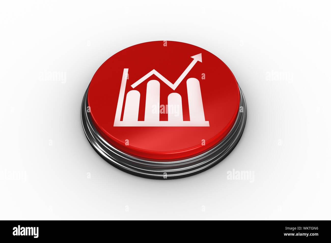 Composite image of bar chart and arrow on digitally generated red push ...