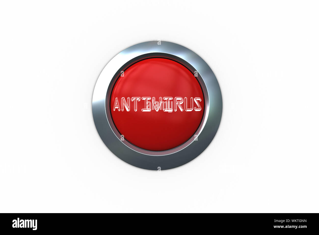 Antivirus on digitally generated red push button against white ...