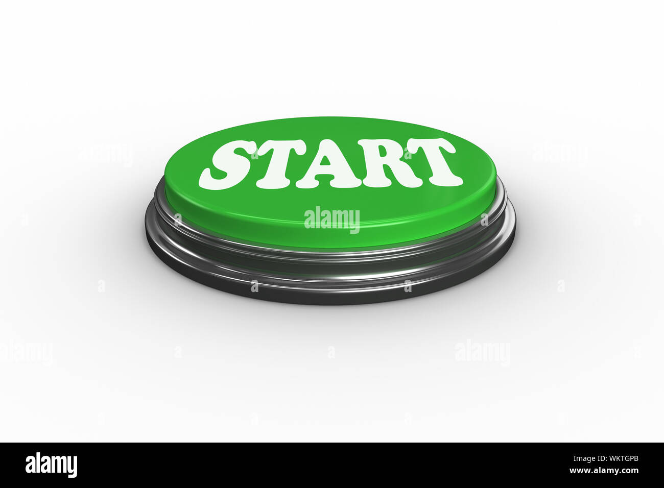 The word start on digitally generated green push button Stock Photo - Alamy
