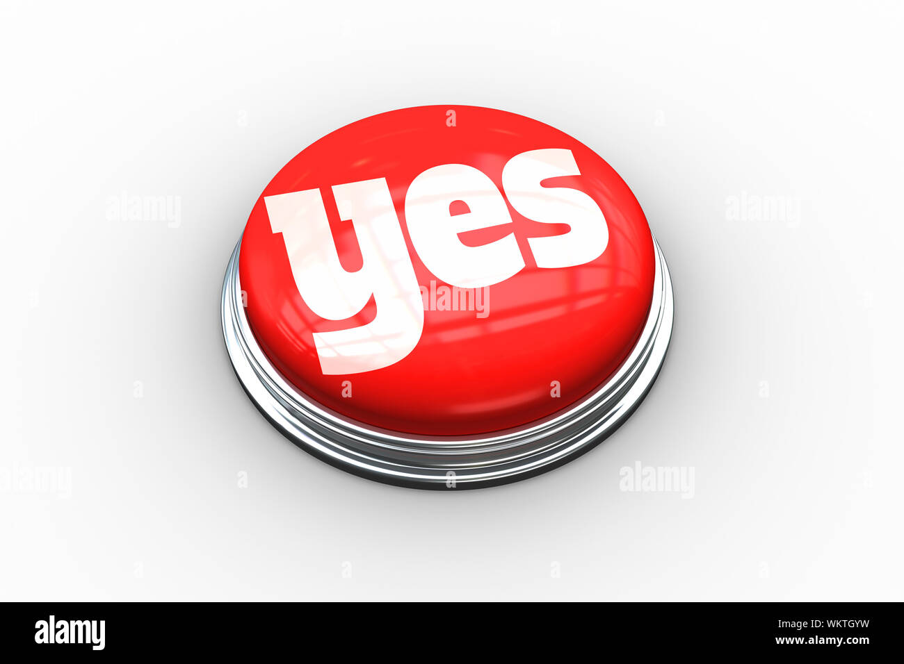 The word yes on digitally generated red push button Stock Photo - Alamy