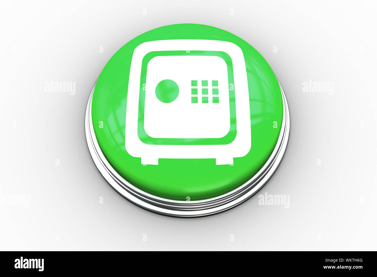 Locked safe graphic on digitally generated green push button Stock ...