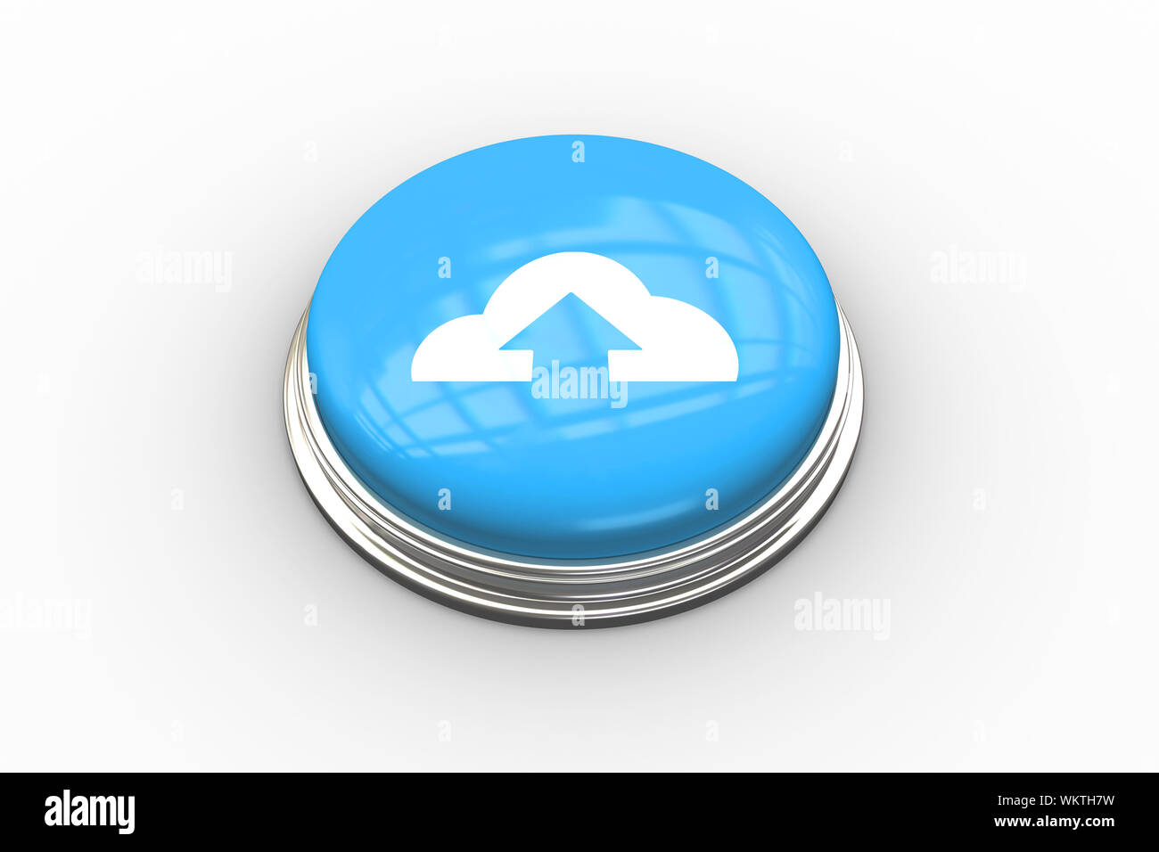 Composite image of cloud computing graphic on shiny blue push button ...