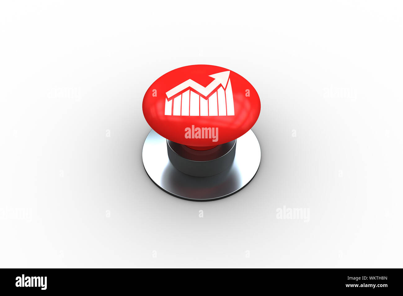 Graph and arrow graphic on digitally generated red push button Stock ...