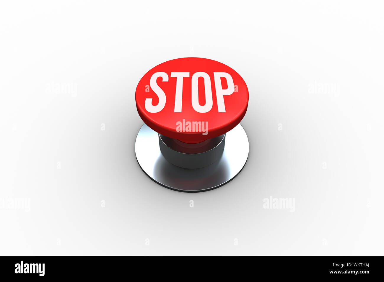 The word stop on digitally generated red push button Stock Photo - Alamy