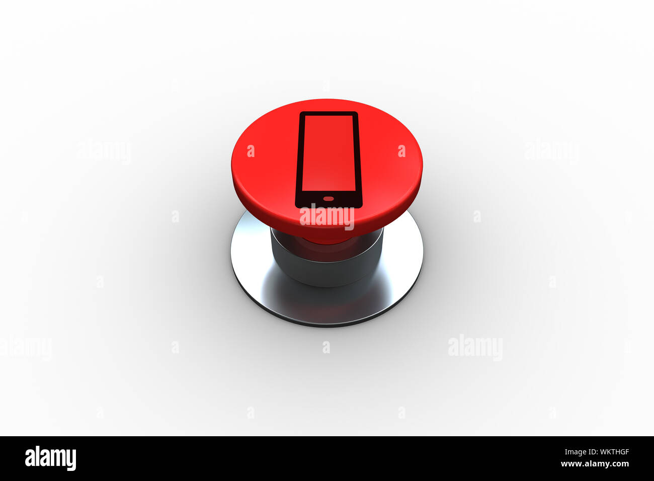 Smartphone graphic on digitally generated red push button Stock Photo ...