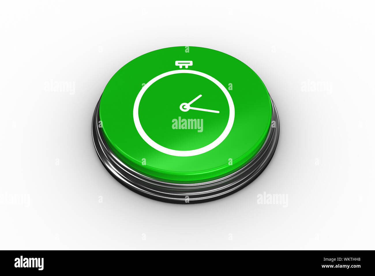 Stopwatch graphic on digitally generated green push button Stock Photo ...