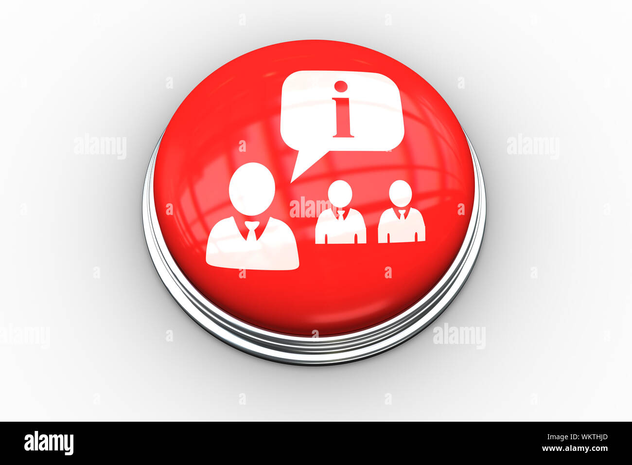 Manager speaking to staff graphic on digitally generated red push ...