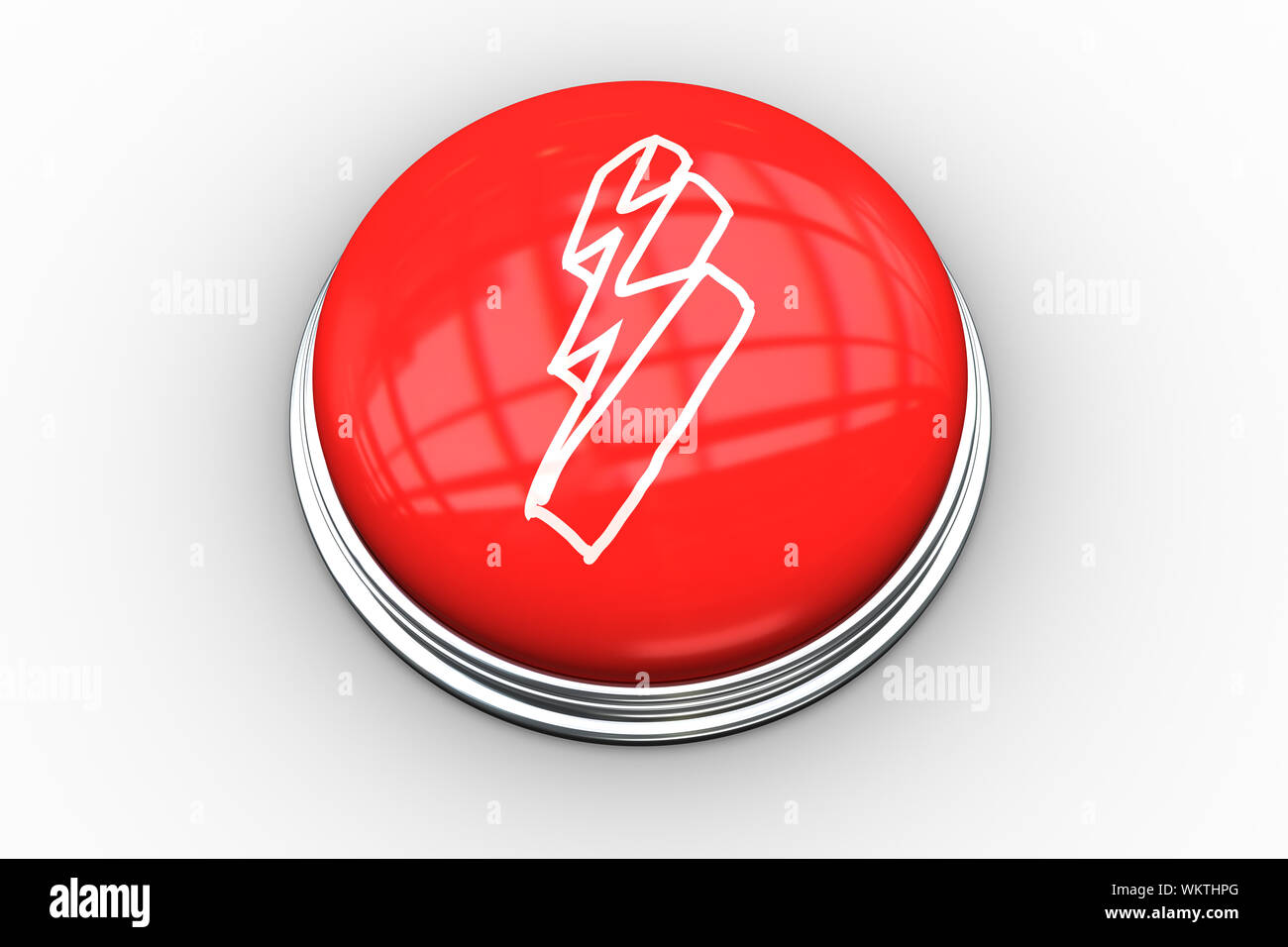 Lightning bolt graphic on digitally generated red push button Stock ...