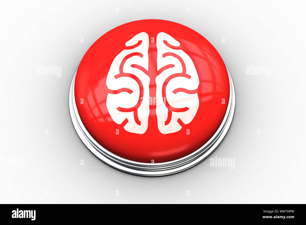 Brain graphic on digitally generated red push button Stock Photo - Alamy