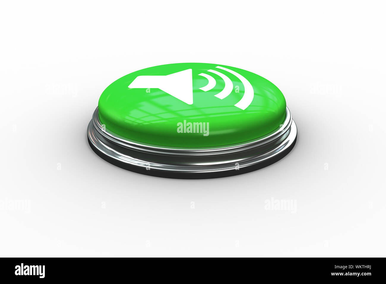 Composite image of loud speaker graphic on digitally generated green ...