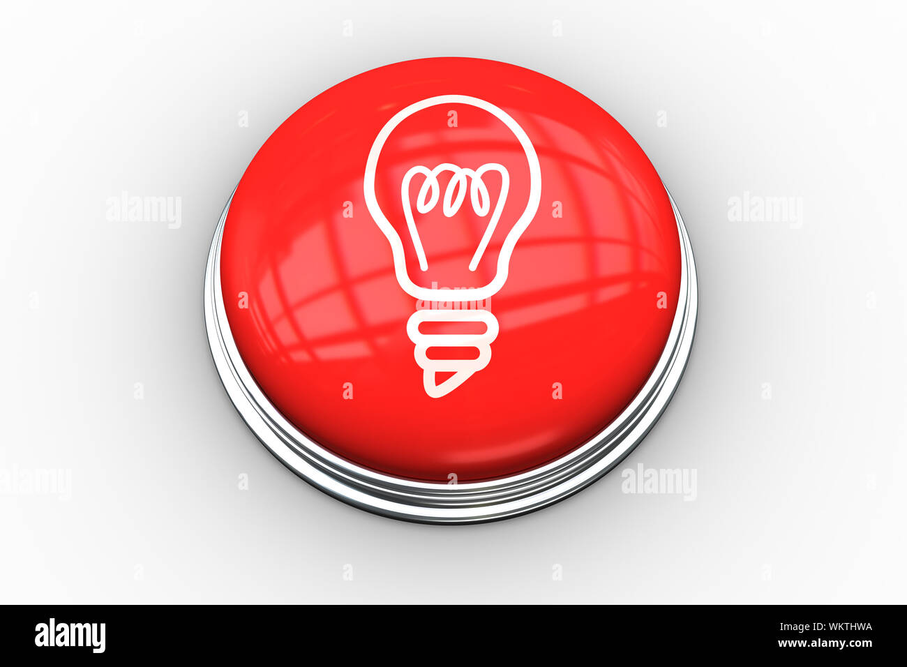 Light bulb graphic on digitally generated red push button Stock Photo ...