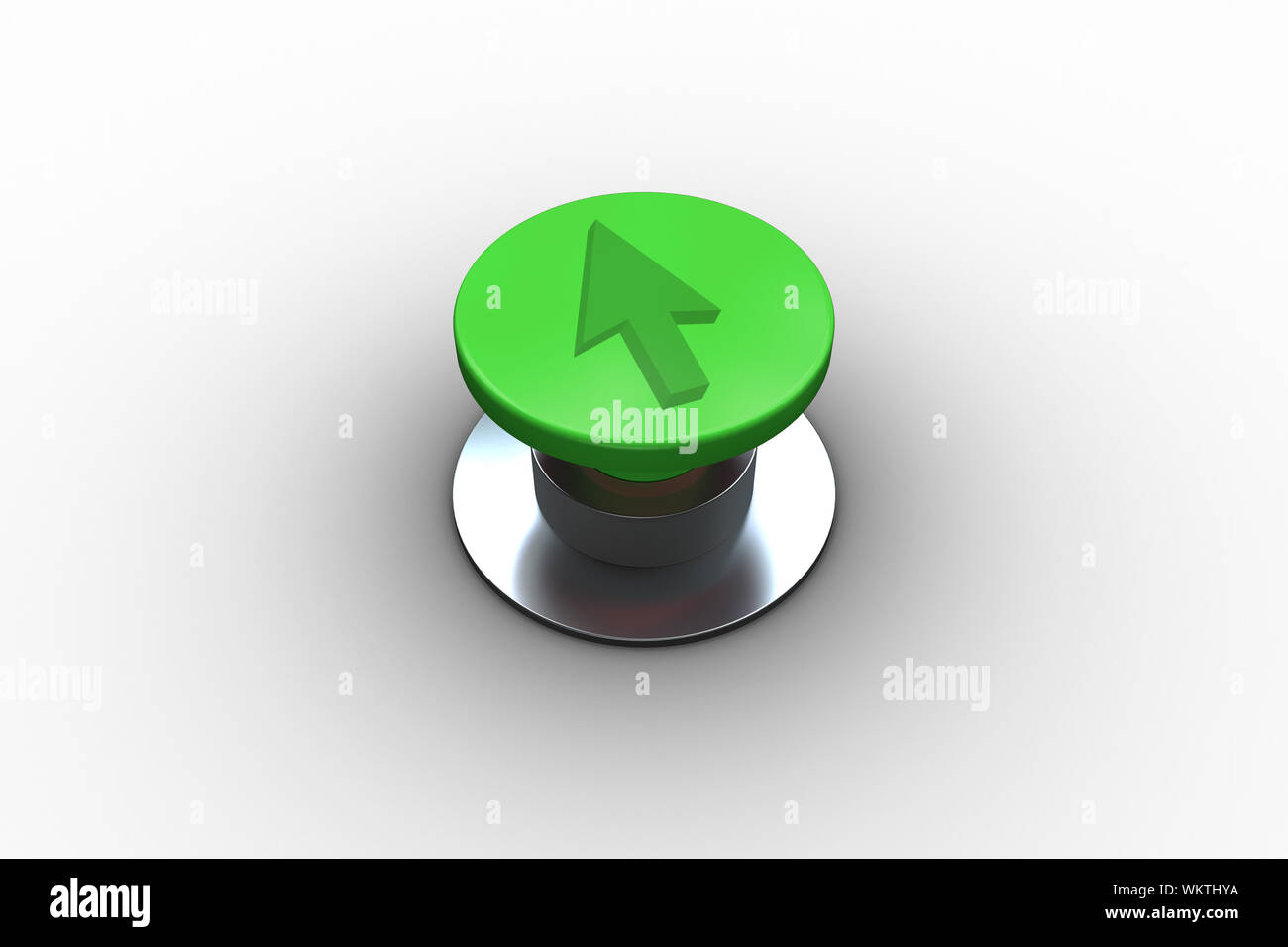 Arrow graphic on digitally generated green push button Stock Photo - Alamy