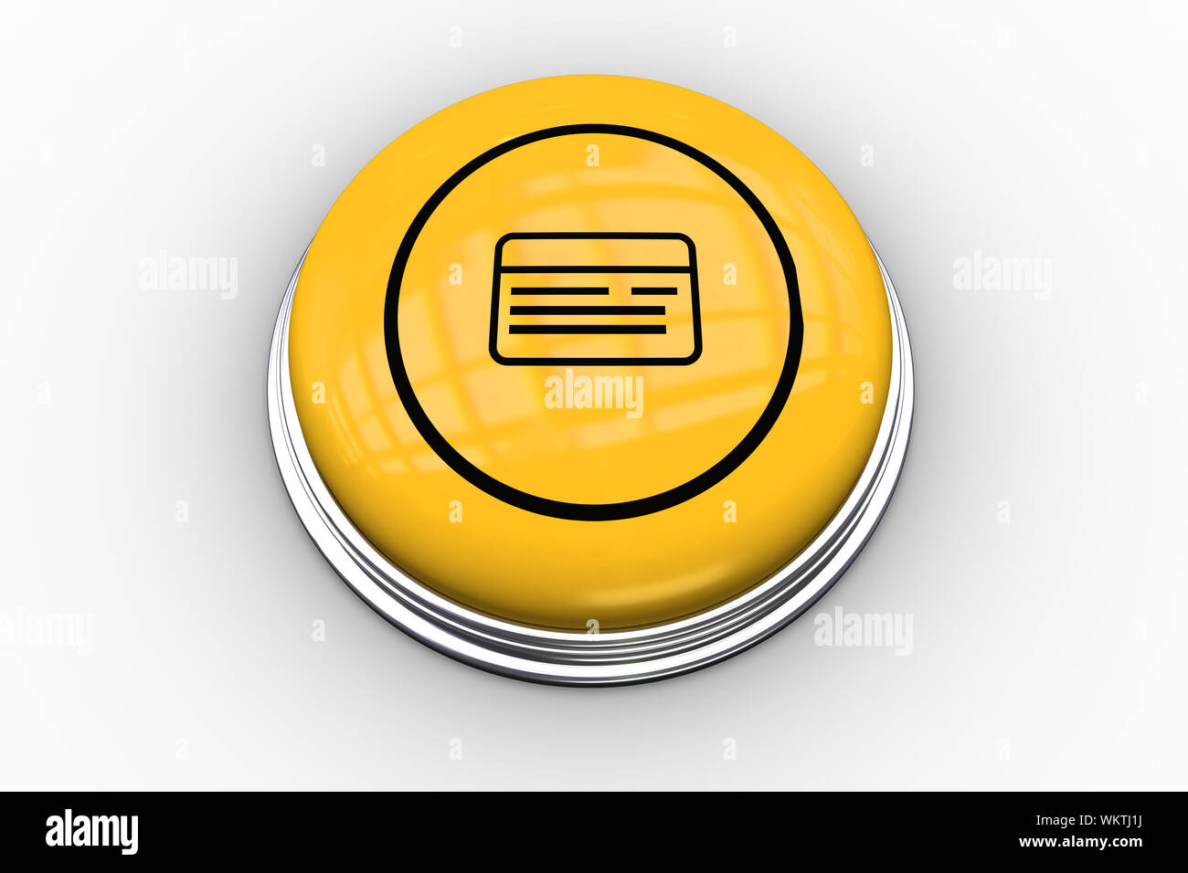 Credit card graphic on yellow push button on white background Stock ...