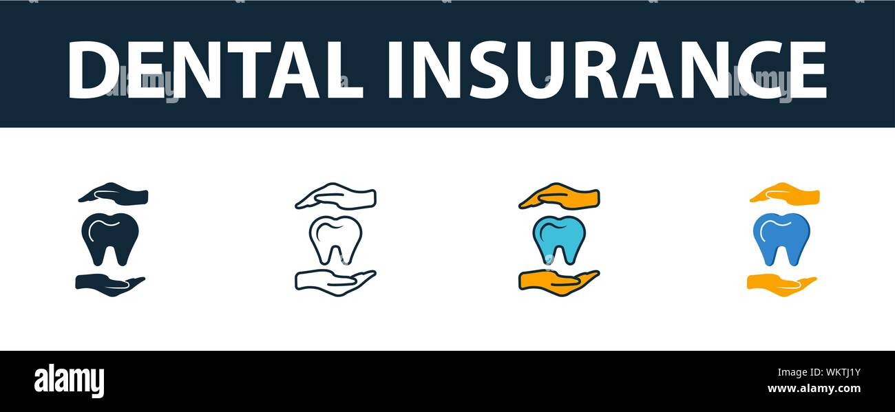 Dental Insurance icon set. Four elements in diferent styles from ...