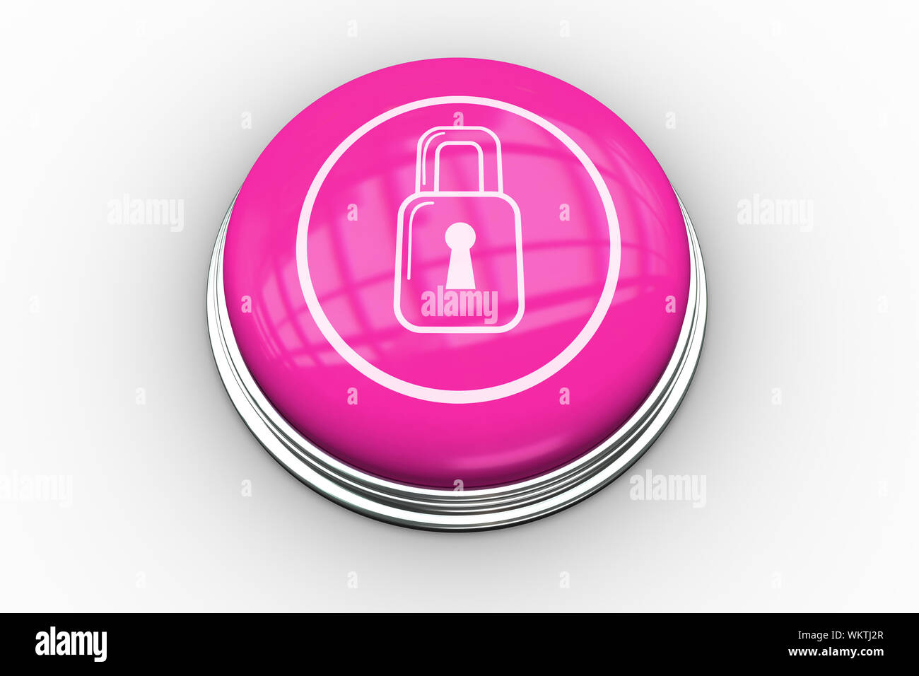 Lock graphic on pink button on white background Stock Photo - Alamy