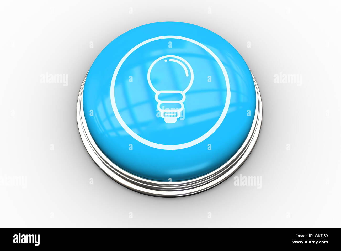 Light bulb graphic on blue button on white background Stock Photo - Alamy