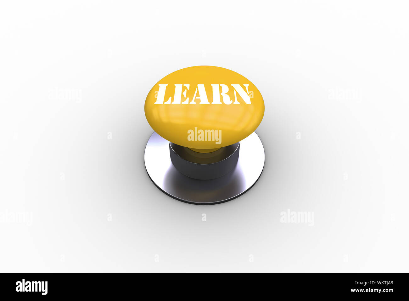 The word learn on yellow push button on white background Stock Photo ...