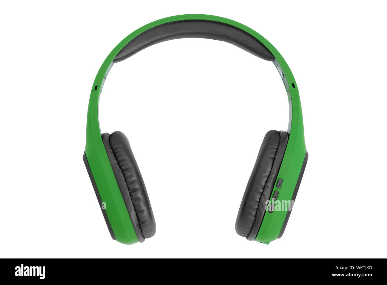 Green circumaural wireless headphones isolated on white background ...