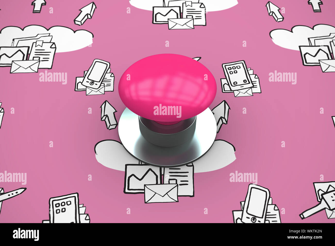 Pink push button against pink vignette Stock Photo - Alamy