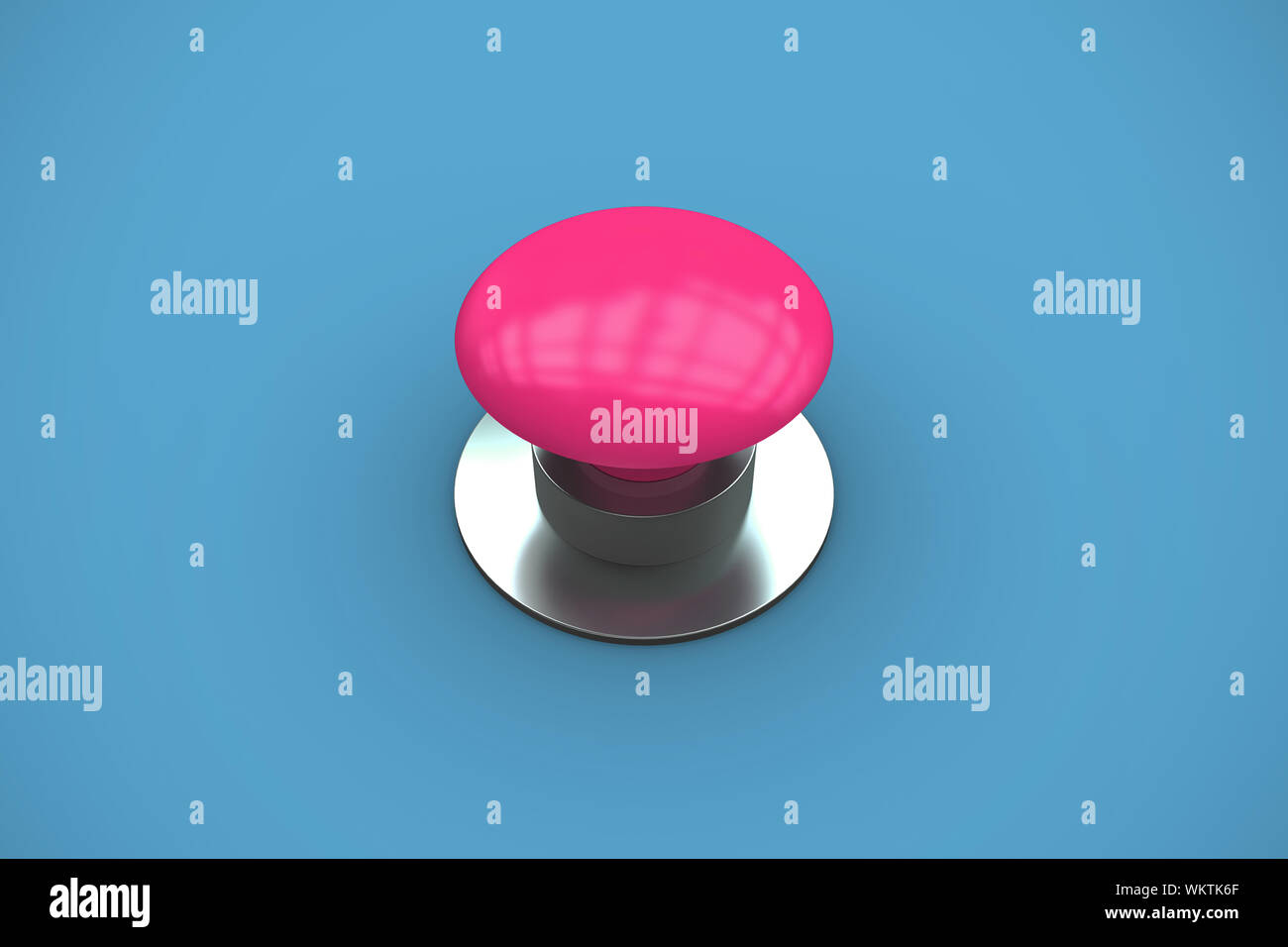 Pink push button against blue vignette Stock Photo - Alamy