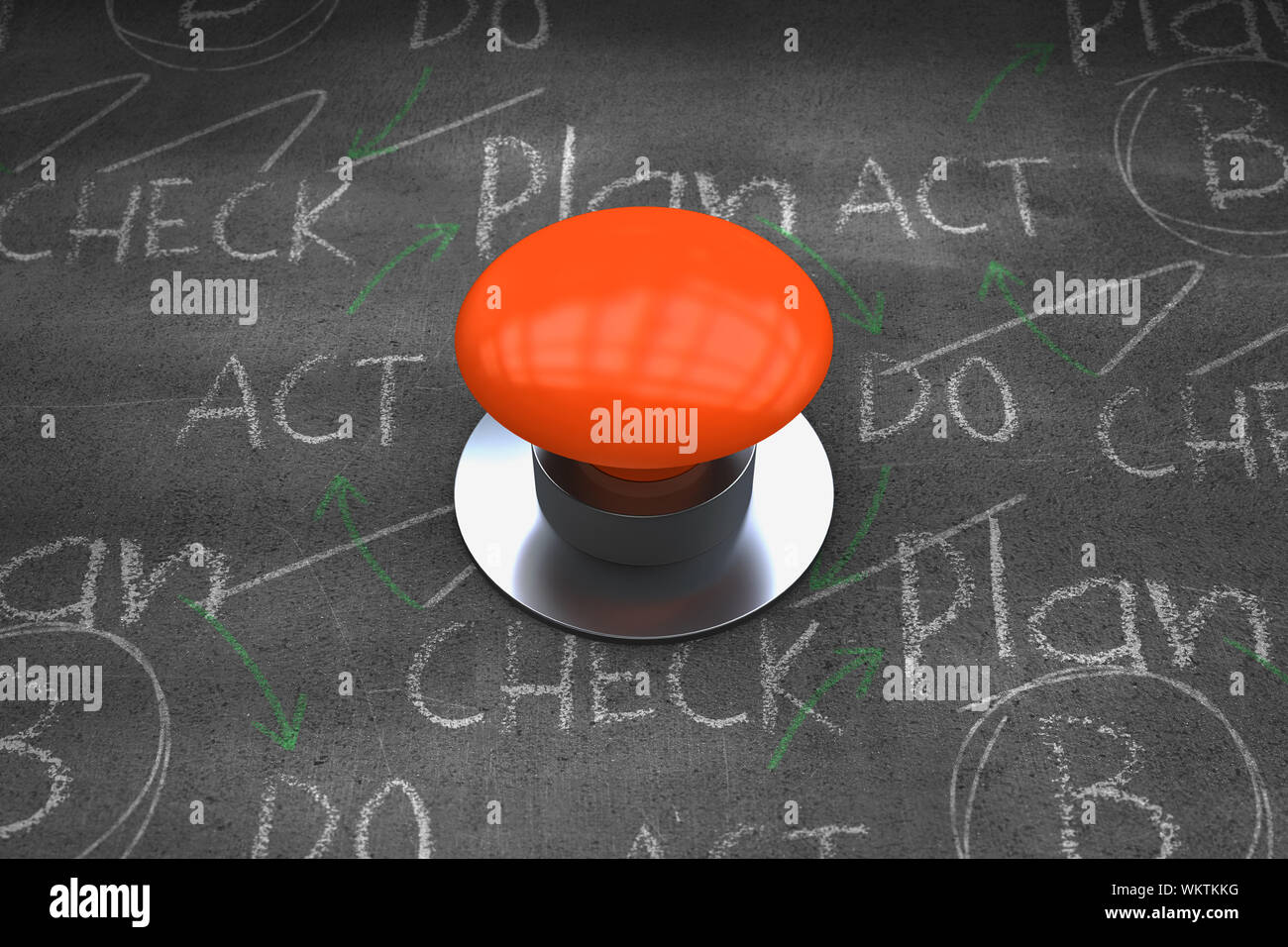 Orange push button against black wall Stock Photo - Alamy