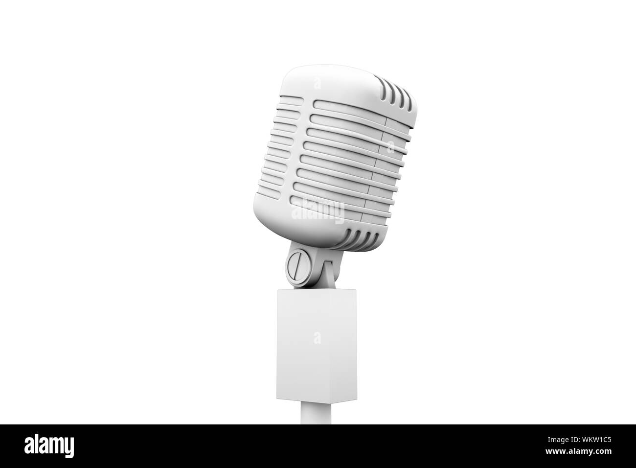 Digitally generated retro white microphone on white background Stock ...