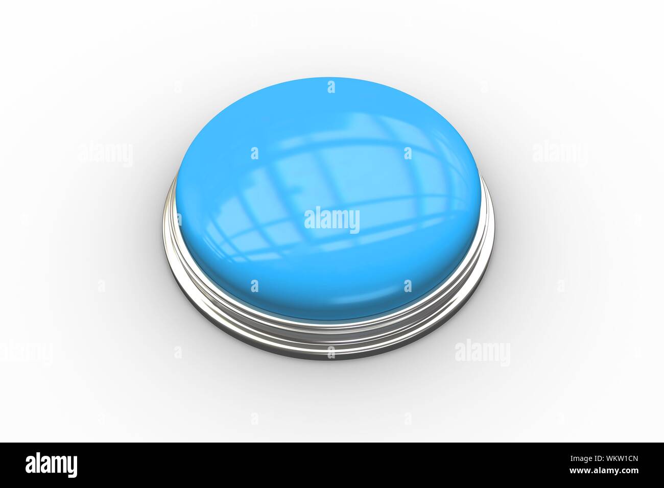Digitally generated shiny blue push button on white background Stock ...