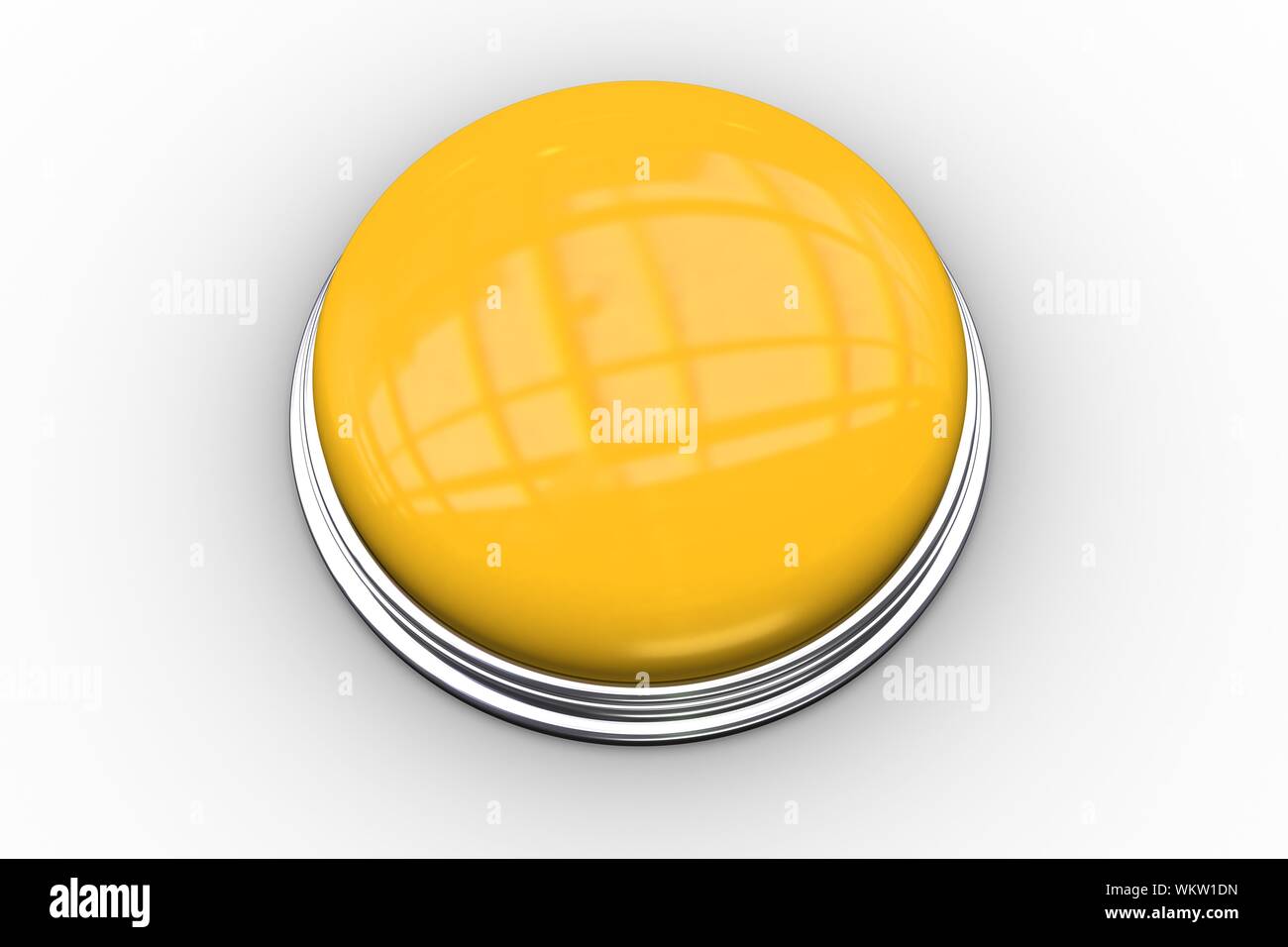 Digitally generated shiny yellow push button on white background Stock ...