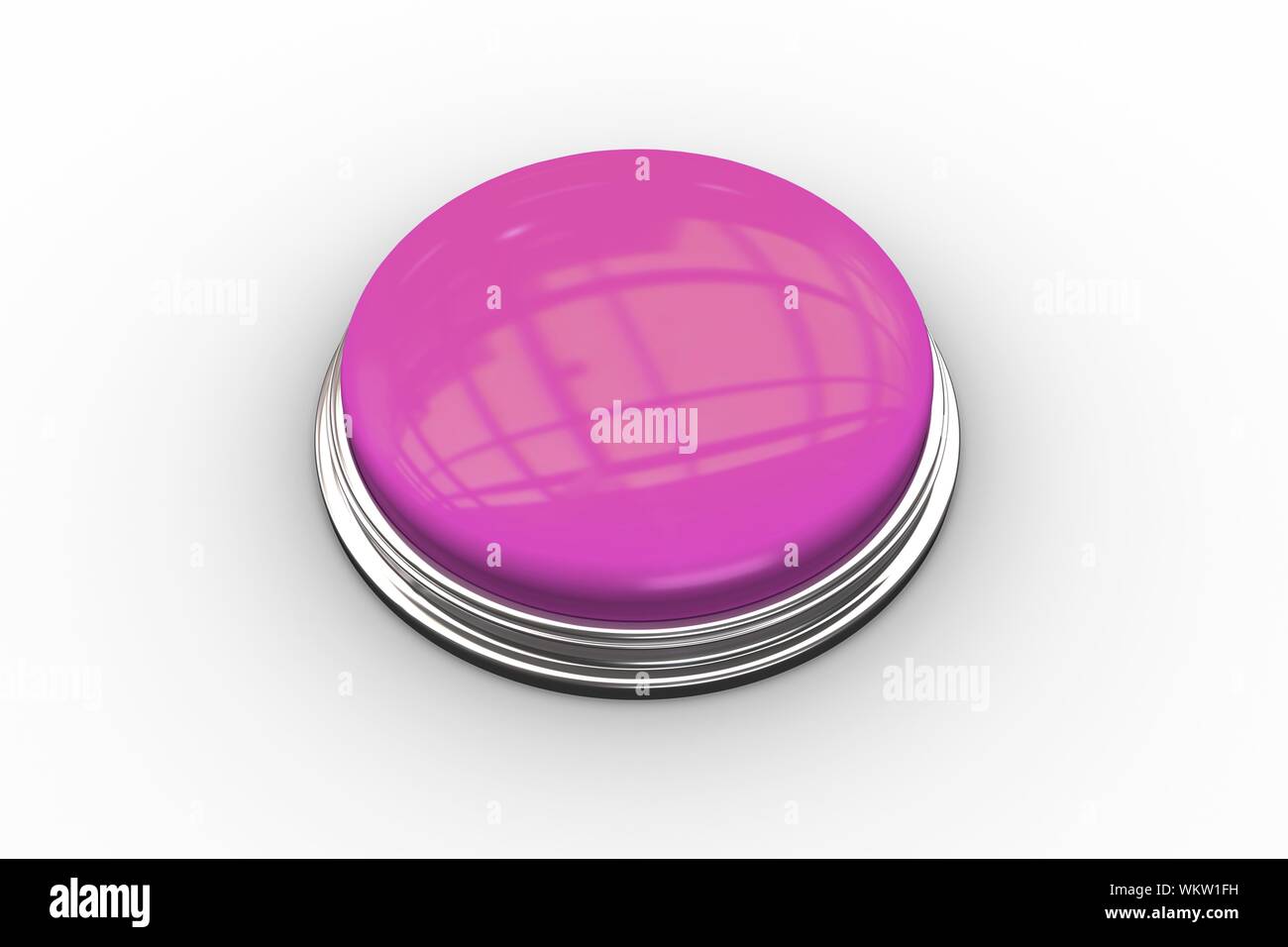 Digitally generated shiny pink push button on white background Stock ...