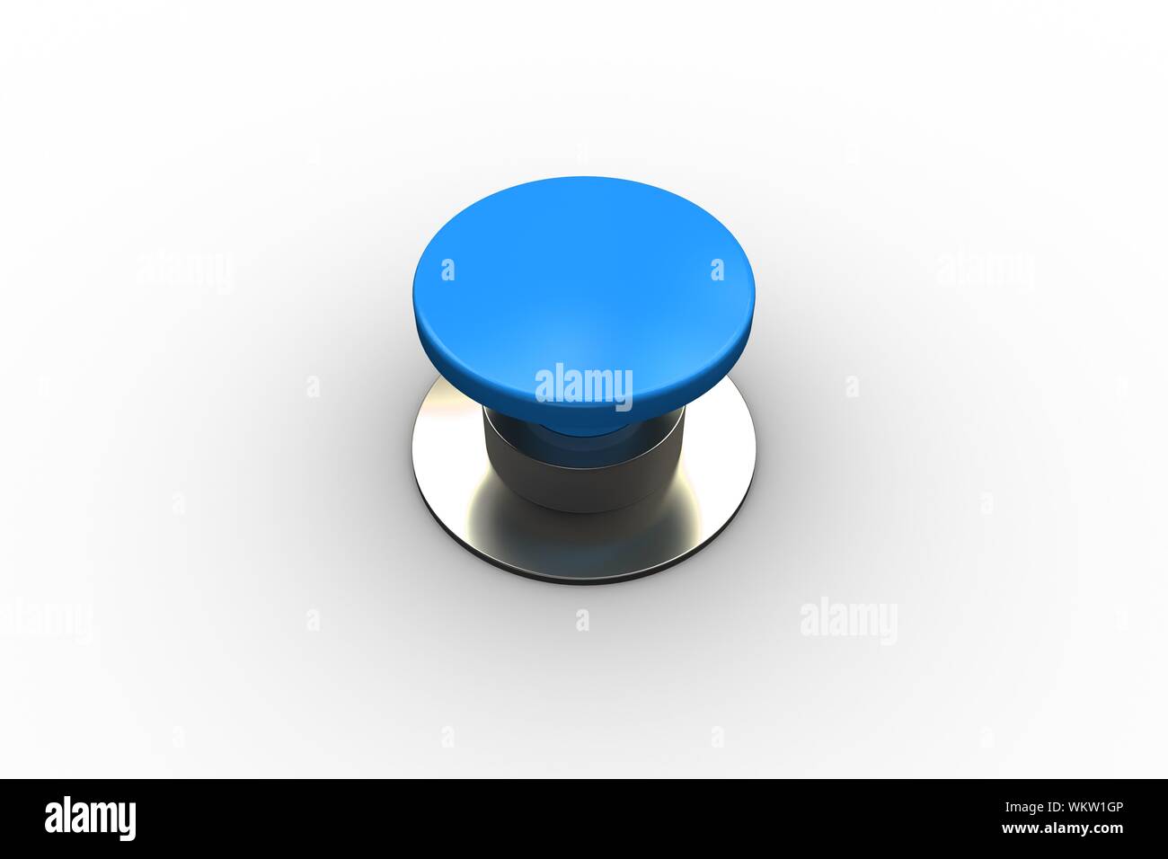 Digitally generated shiny blue push button on white background Stock ...