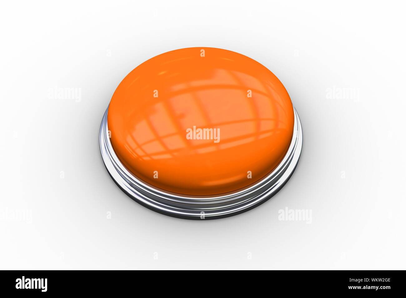 Digitally generated shiny orange push button on white background Stock Photo - Alamy