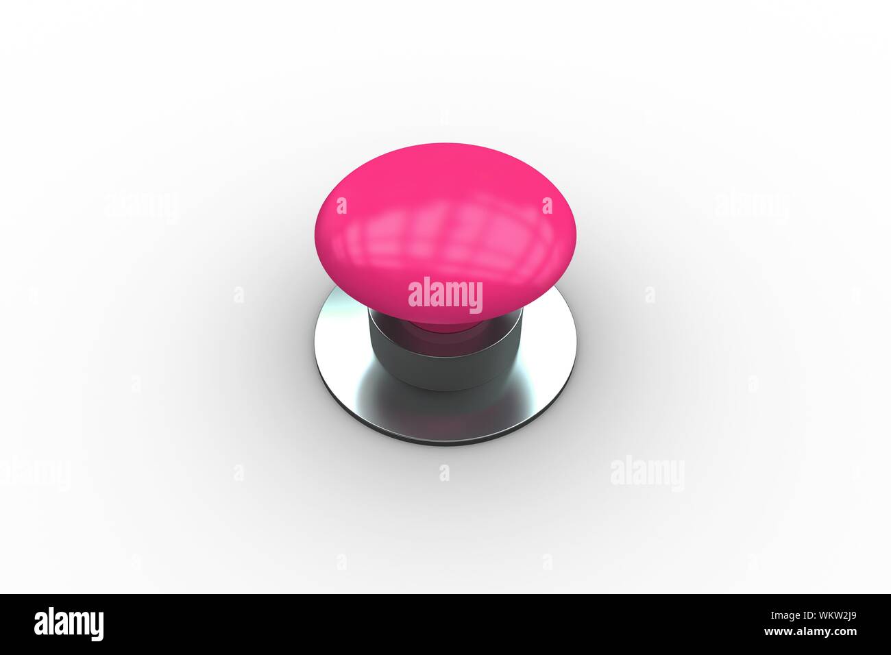 Digitally generated shiny pink push button on white background Stock ...