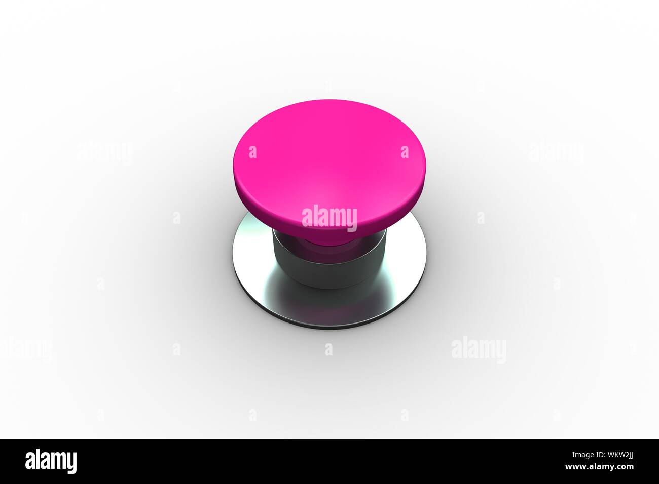 Digitally generated shiny pink push button on white background Stock ...