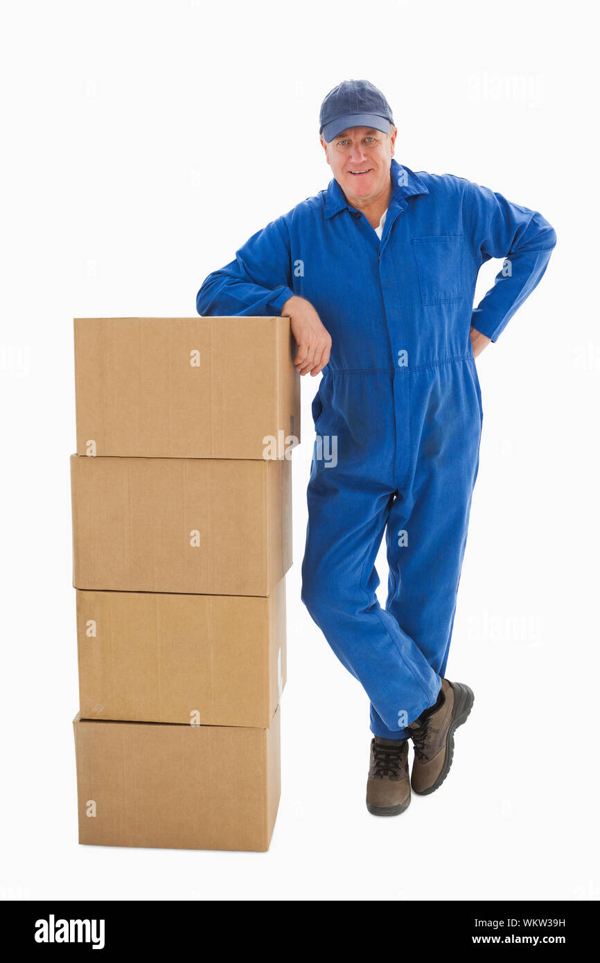 Man leaning on pile boxes hi-res stock photography and images - Alamy