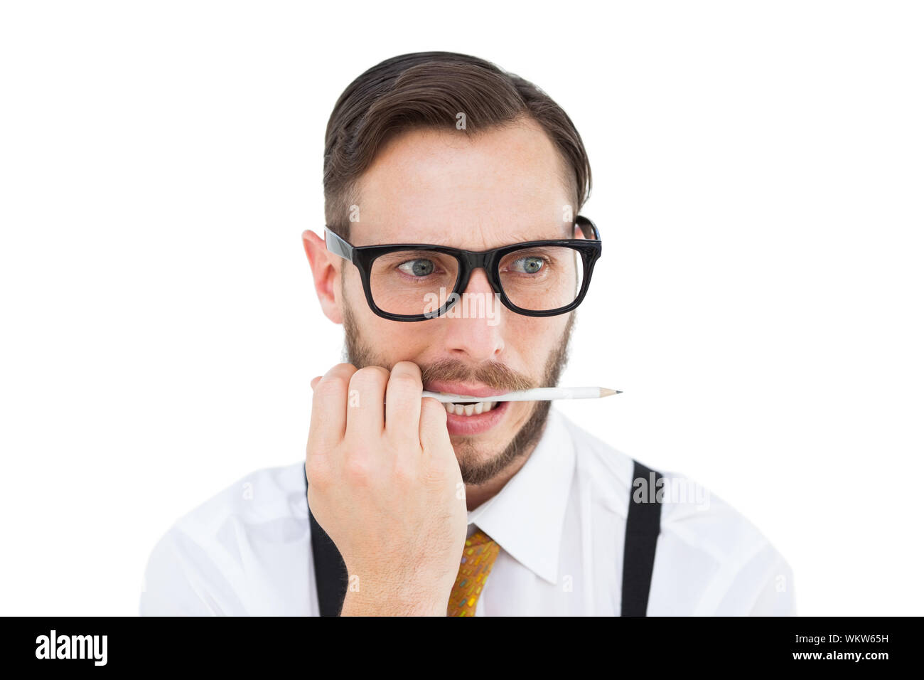 Biting pencil hi-res stock photography and images - Alamy