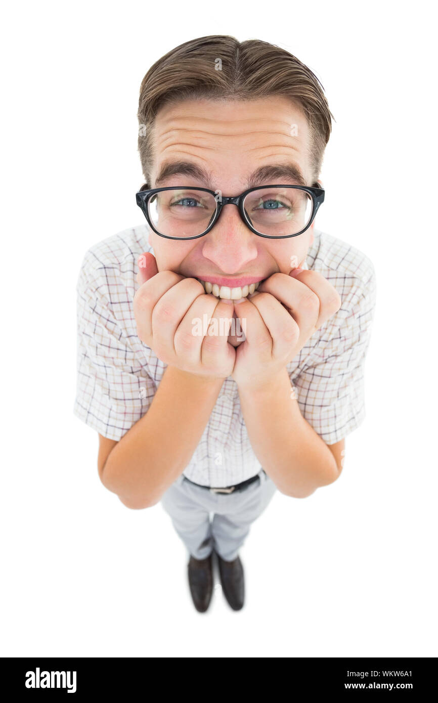 Geeky man looking to camera standing hi-res stock photography and ...