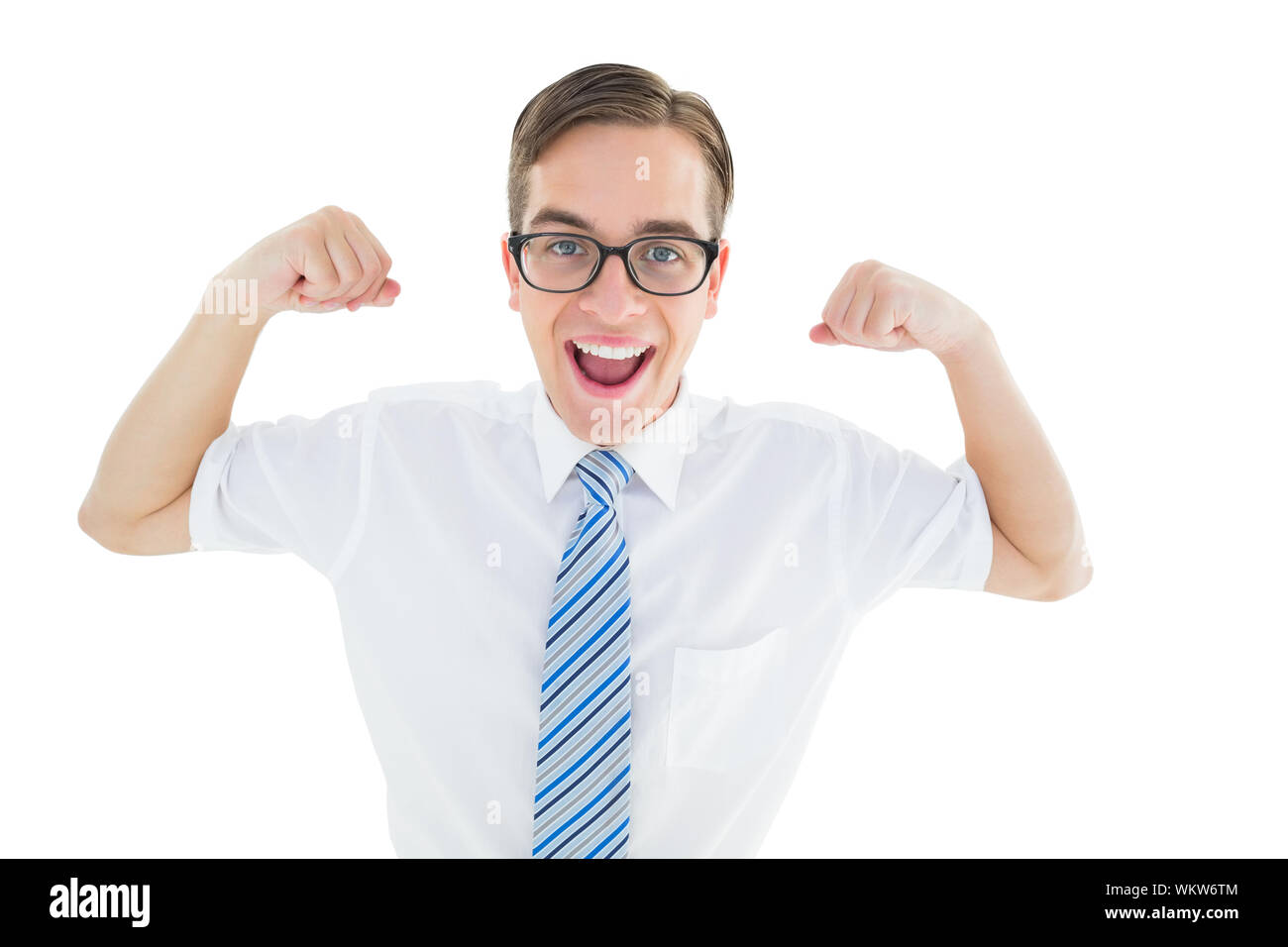 Nerd flexing arm hi-res stock photography and images - Alamy