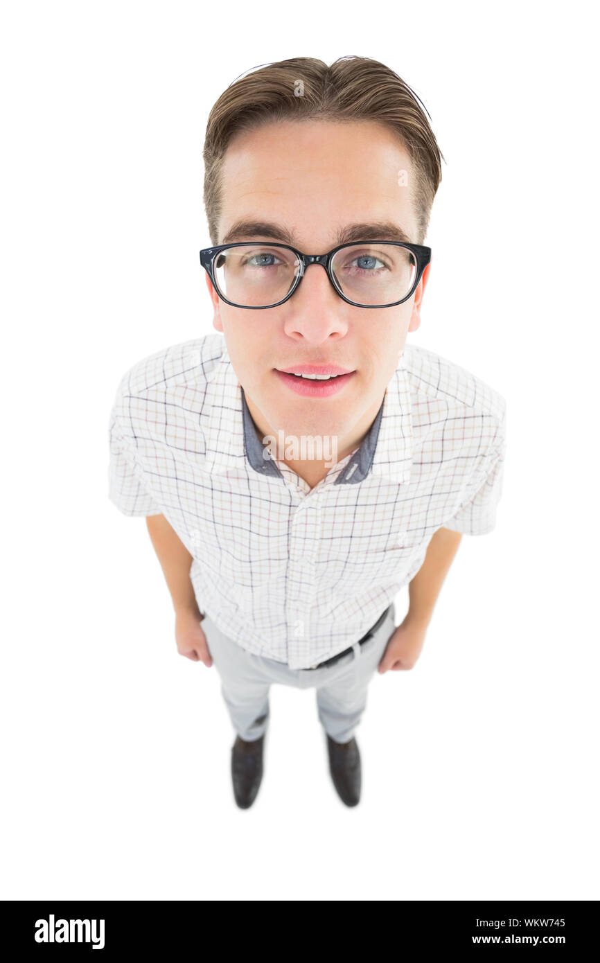 Geeky man looking to camera standing hi-res stock photography and ...