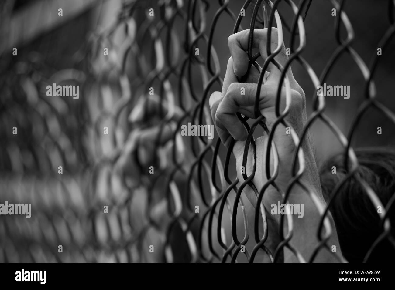 Hand fence chainlink fence hi-res stock photography and images - Alamy