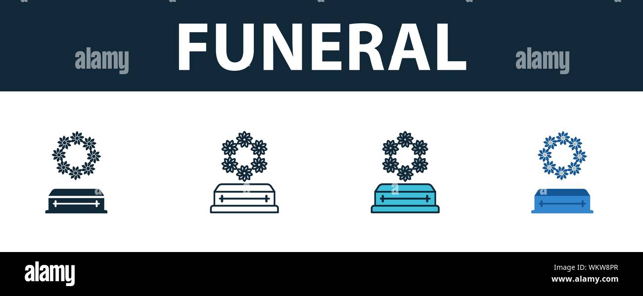 Funeral icon set. Four elements in diferent styles from insurance icons ...