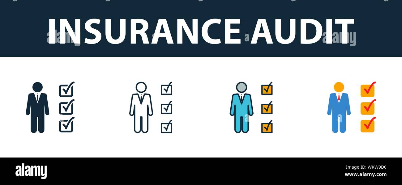 Insurance Audit icon set. Four elements in diferent styles from ...
