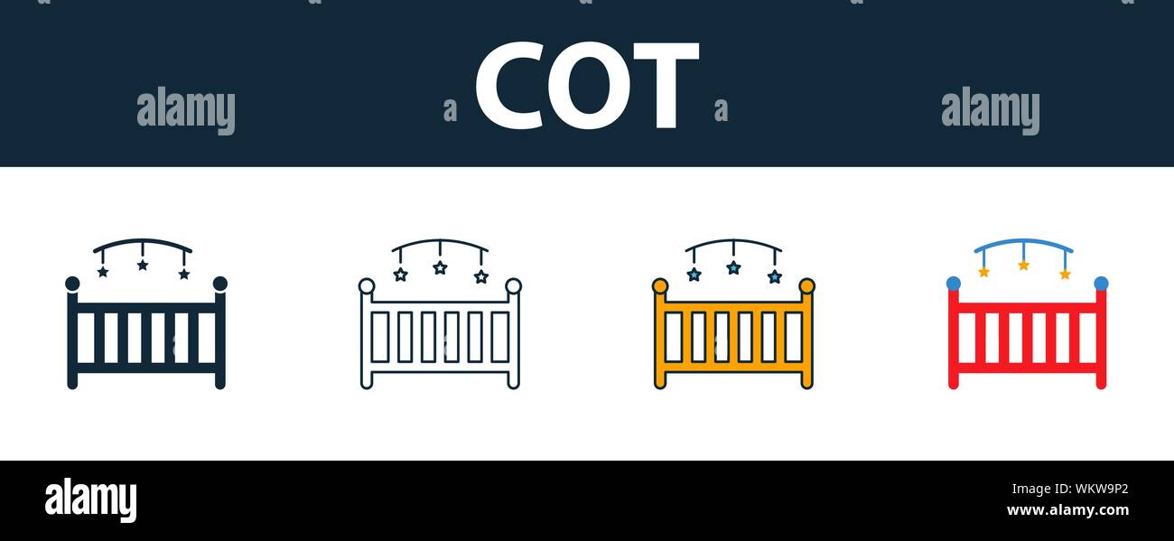 Cot icon set. Four elements in diferent styles from baby things icons ...