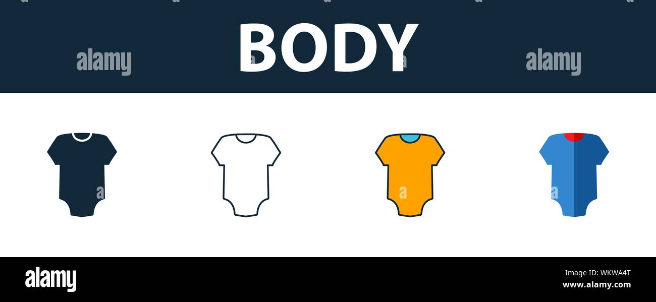 Body icon set. Four elements in diferent styles from baby things icons ...