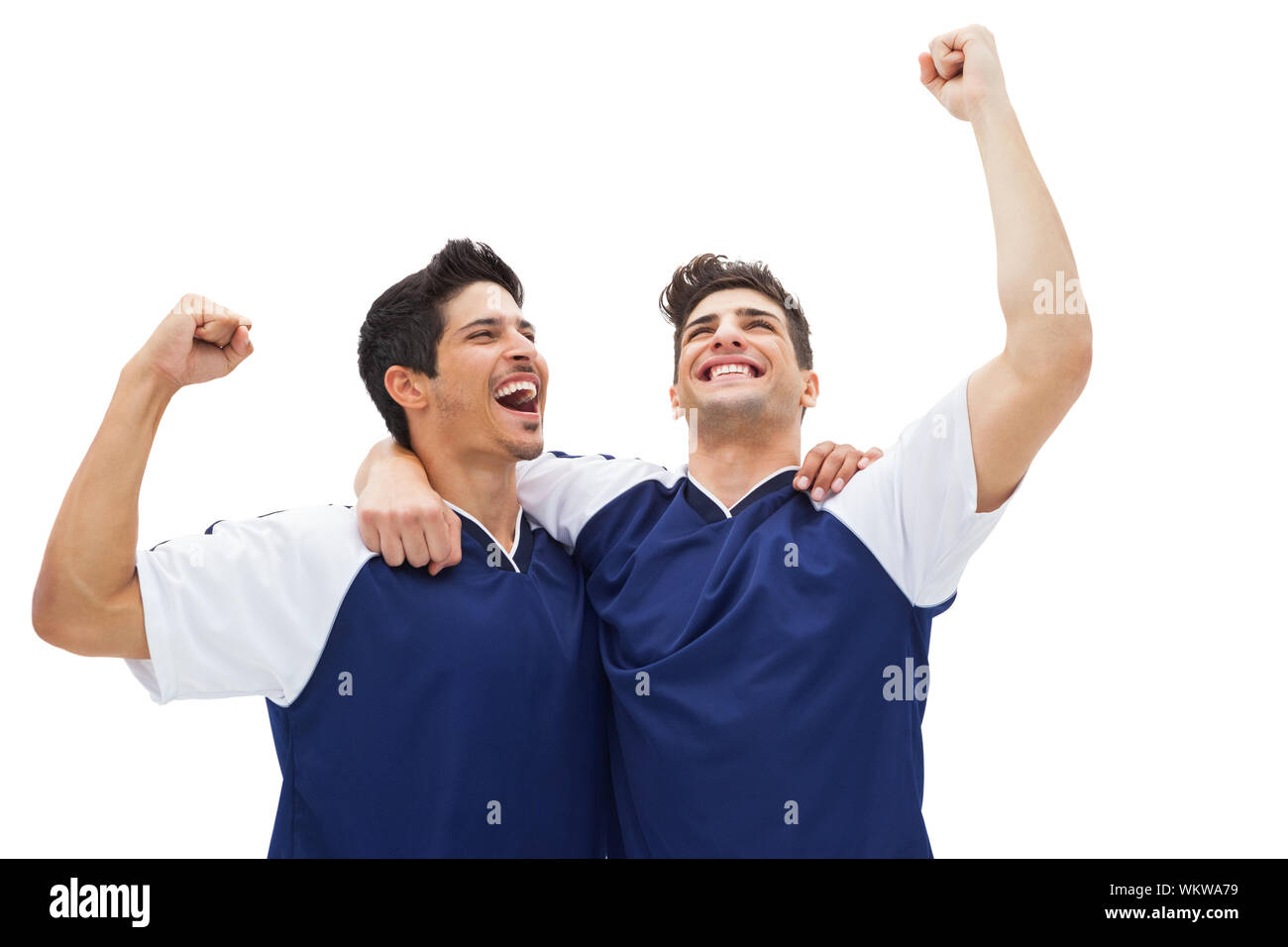 Cheerful soccer players celebrating success hi-res stock photography ...