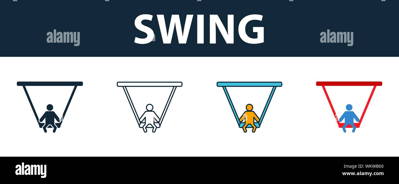 Swing icon set. Four elements in diferent styles from baby things icons ...