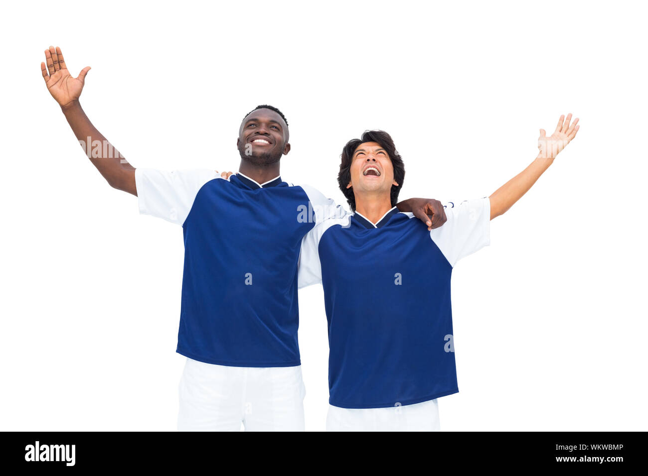 Cheerful soccer players celebrating success hi-res stock photography ...