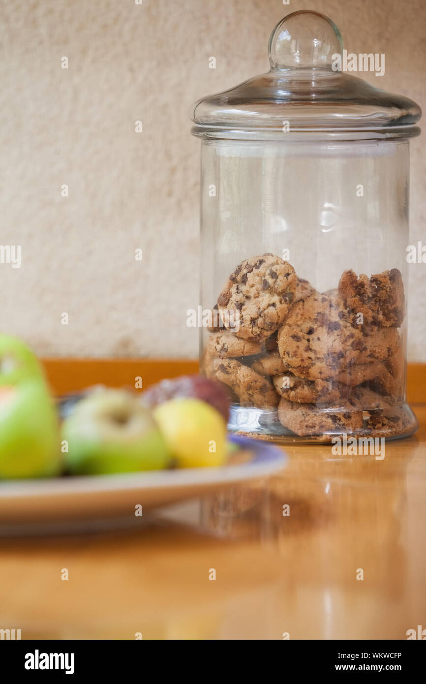Counter top with cookies and fruit at home in the kitchen Stock Photo ...